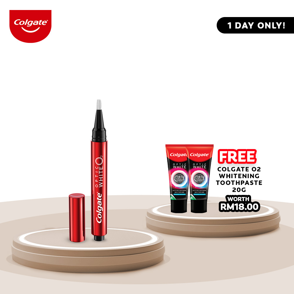 Colgate Optic White O2 Whitening Pen + FREE 2x Optic White O2 Whitening ...