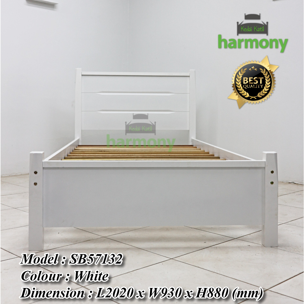 Harmony Oakland Wooden Single Bed Frame / Solid Wood Single Bed / Katil ...