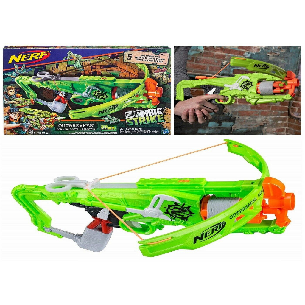 Nerf Zombie Strike Outbreaker Bow 8+ Toy Gun Blaster Boys Girls Play ...