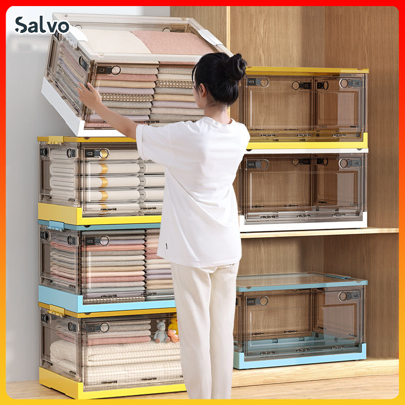 Foldable Storage Box With Wheels Clothes Storage Box with Lid Stackable ...
