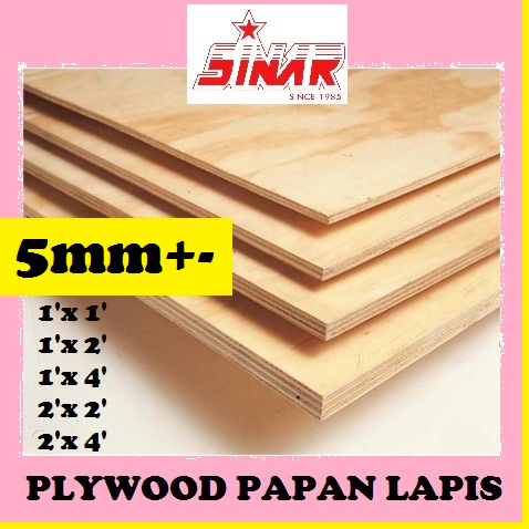 SINAR PLYWOOD PAPAN LAPIS 5mm DIY Project / Custom Cut Size / Natural ...