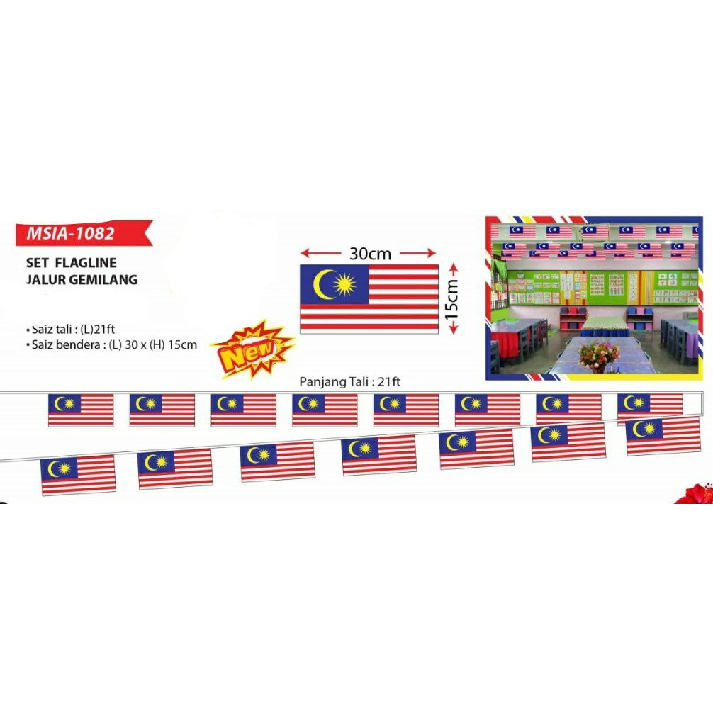 FLAGLINE MALAYSIA BENDERA JALUR GEMILANG 15CM X 30CM MSIA-1082 BUNTING | Shopee Malaysia