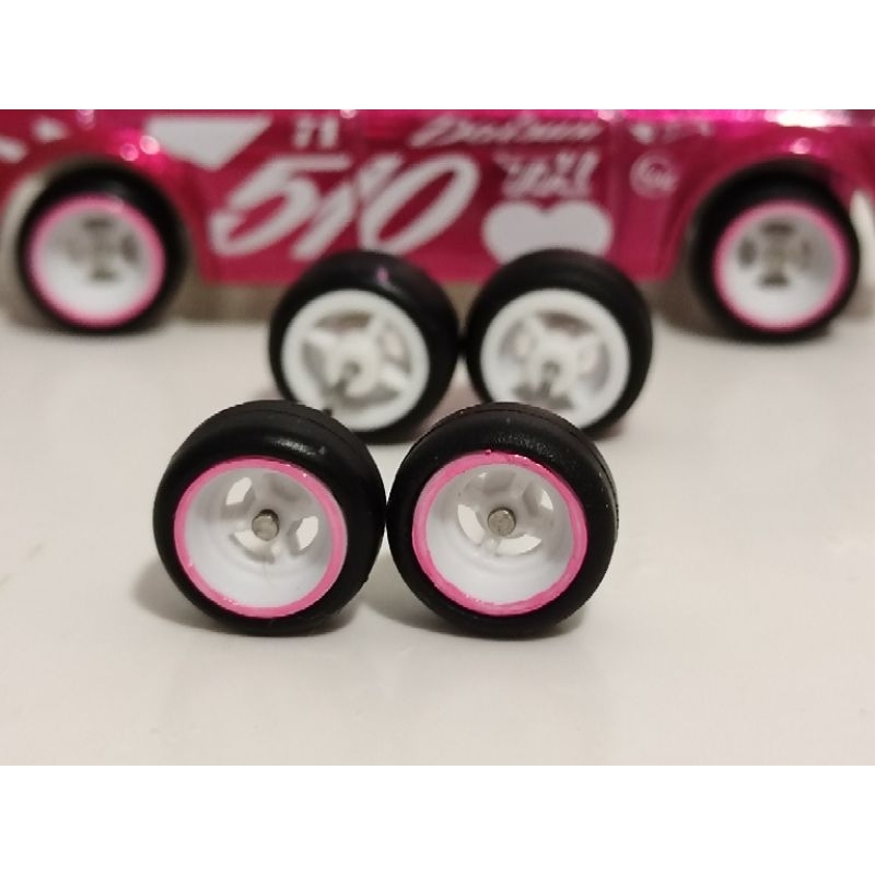 Tayar Getah Rubber Wheels 1/64 Size 10 JDM Axle Datsun Wagon 4 Spoke ...