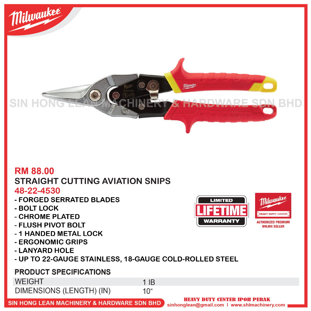 MILWAUKEE STRAIGHT CUTTING AVIATION SNIPS 48-22-4530 | Shopee Malaysia