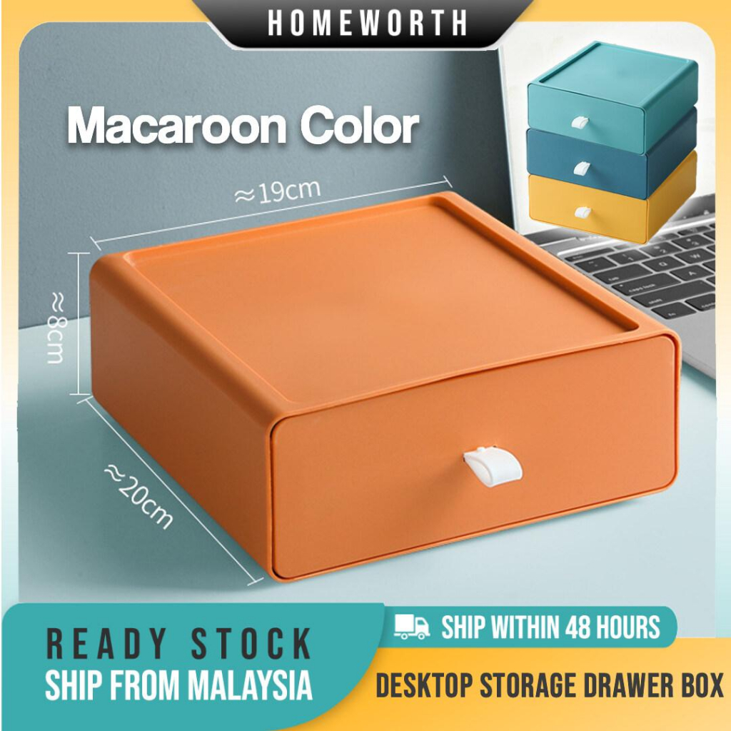 HOMEWORTH Macaron Colours Desktop Storage Drawer Box Kotak Meja ...