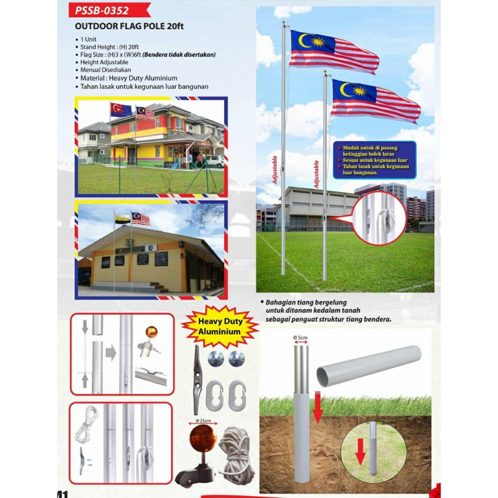 OUTDOOR FLAG POLE 20FT PSSB-0352 - PME | Shopee Malaysia