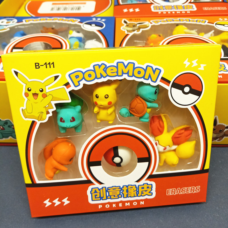 Pokemon 1Box/5pcs+1 Pokemon Ball Pokemon Cartoon Erasers For Kids ...
