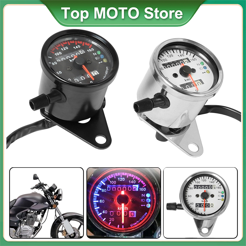 Universal 12V Motorcycle Speedometer Odometer with Neutral Gear Turn ...