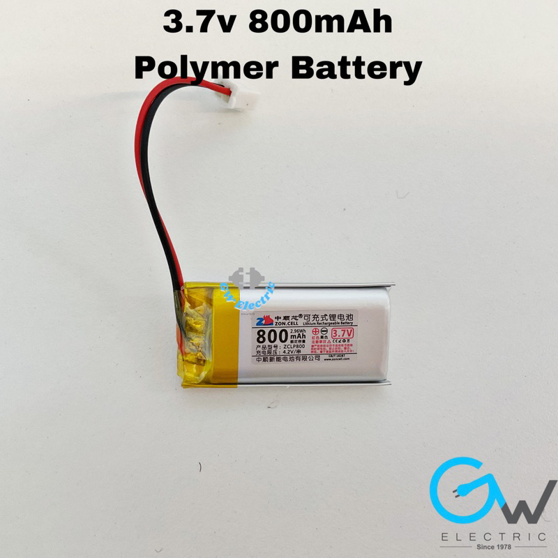 3.7V 800mAh 802040 Lithium Polymer LiPo Rechargeable Battery For MP3 ...