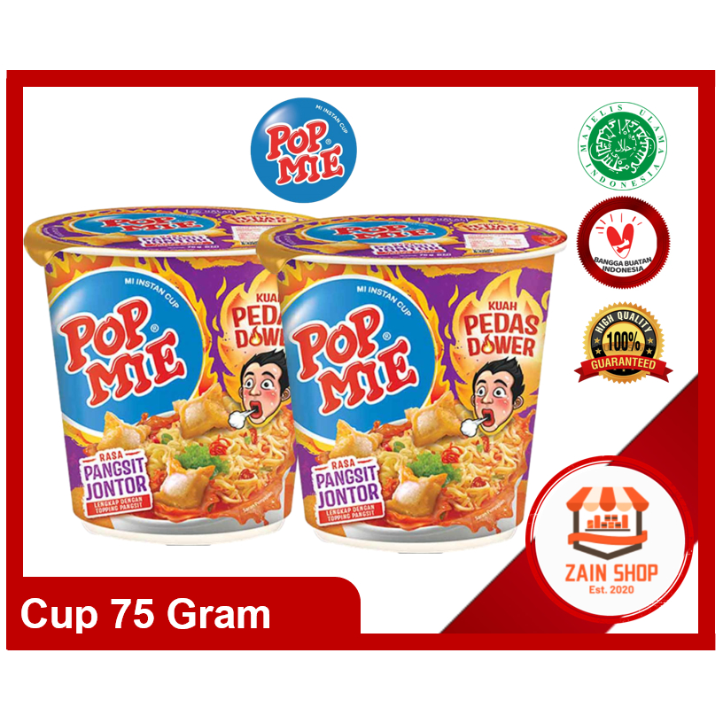 POP MIE CUP KUAH PEDAS DOWER RASA PANGSIT JONTOR 75GRAM ASLI 🇮🇩 ...