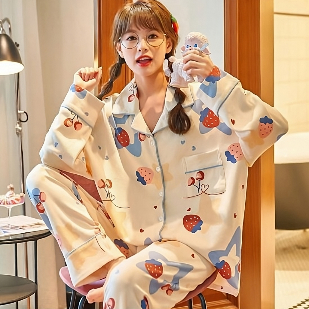 INSFAIRY Sanrio Long Sleeve Pyjamas Women Panjamas Women Pajamas Baju Tidur Perempuan Lengan ...