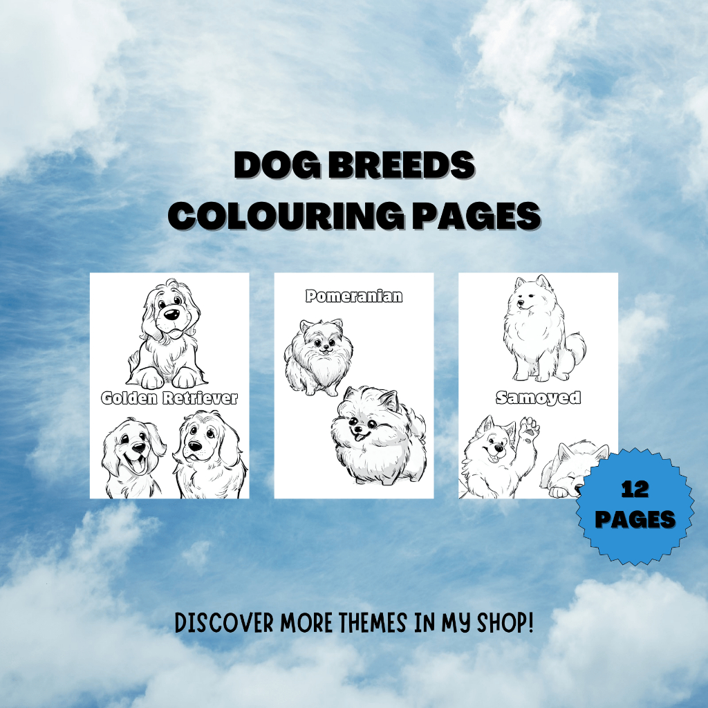 [PDF] 12 Pages Dogs Theme Printable Coloring Book Kids Children Adults ...