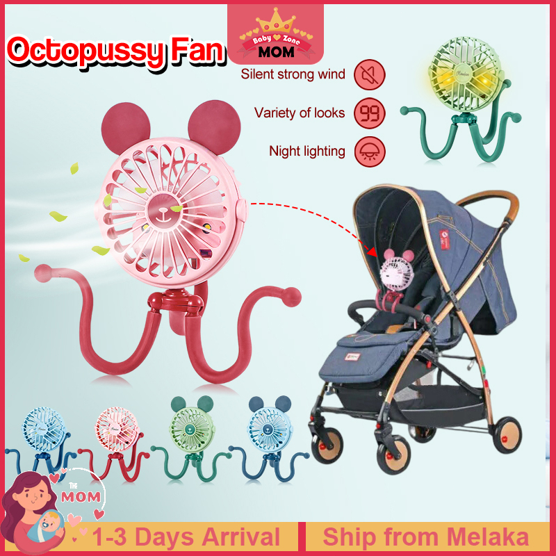 Ready Stock USB Mini Fan Baby Stroller Fan Mute Portable Octopus Fan ...