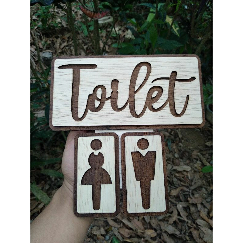 3D Toilet Tandas Lelaki Wanita Sign Board Wall Door Home Deco Wooden ...