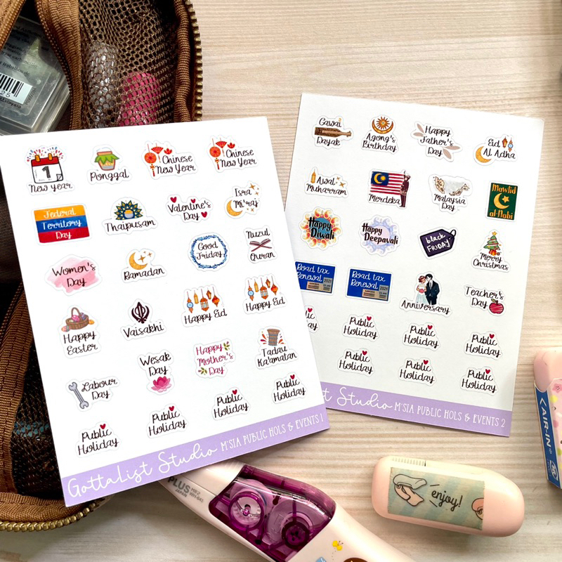 Malaysian Public Holiday and Event Planner Sticker Bullet Journal ...