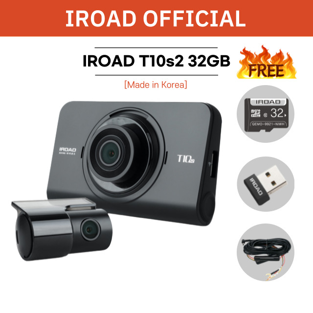 IROAD Dash Cam T10s2 32GB 1080P FullHD Dual Channel Front & Rear ...