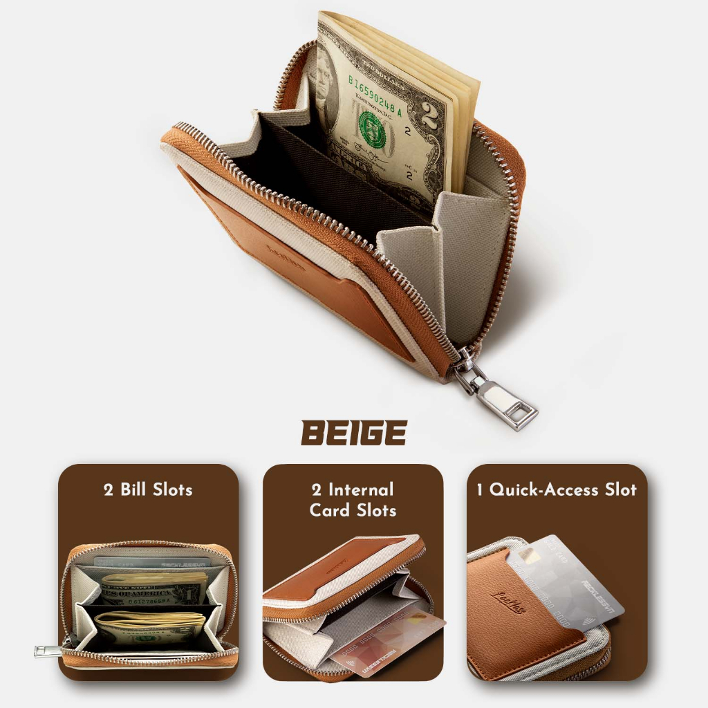 Reckless Grace Wallet - Water Repellent Polyester 900D Fabric - Zip ...