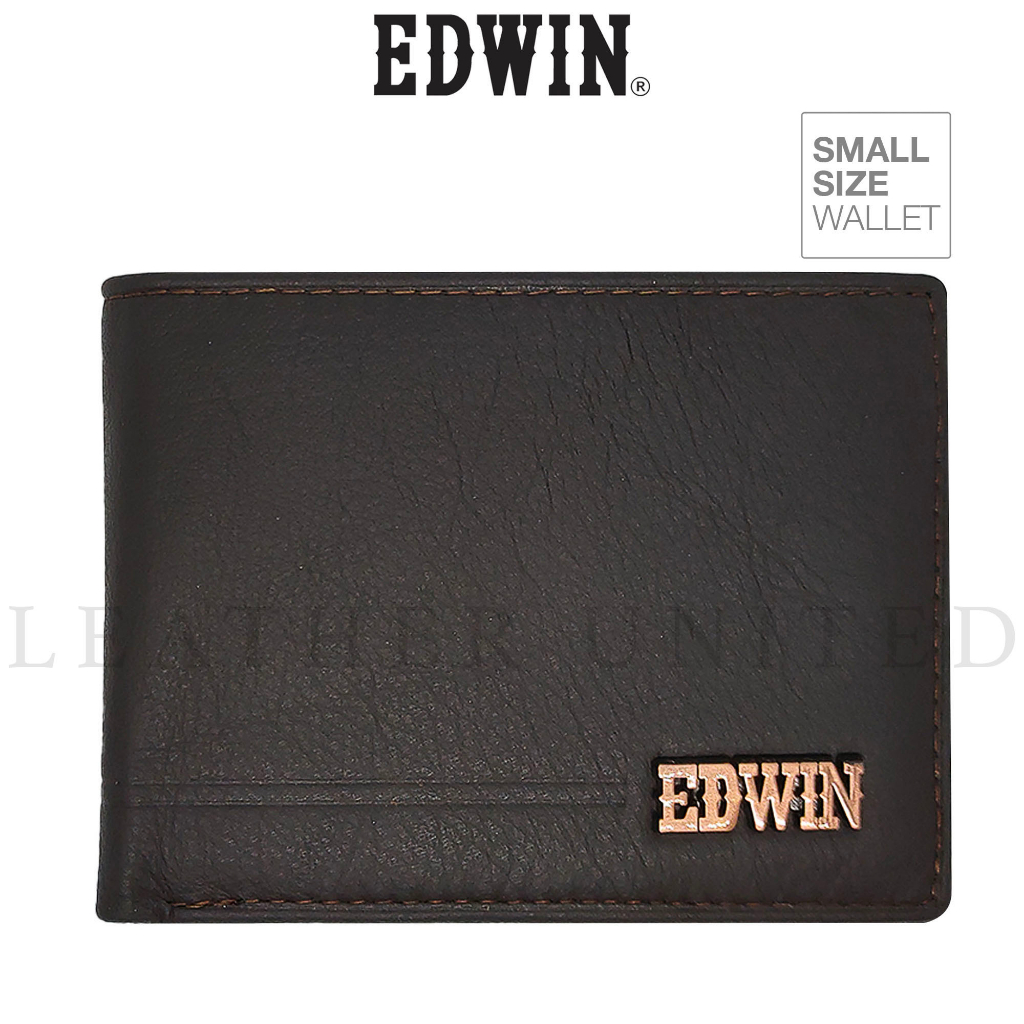 𝗘𝗗𝗪𝗜𝗡 𝗖𝗢𝗟𝗟𝗘𝗖𝗧𝗜𝗢𝗡 Genuine Top Grain Leather Copper Logo Small Short ...