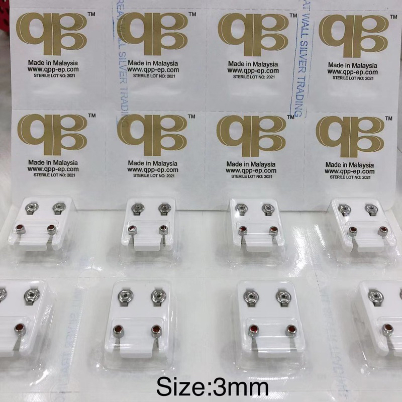 Stainless Steel #3mm(QPP Ear Piercing Earrings )Subang Tindik Emas ...