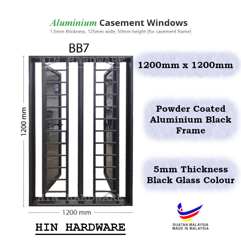 HIN PRE ORDER 2 In 1 Powder Coat Aluminium Casement Window Grill 1200mm ...