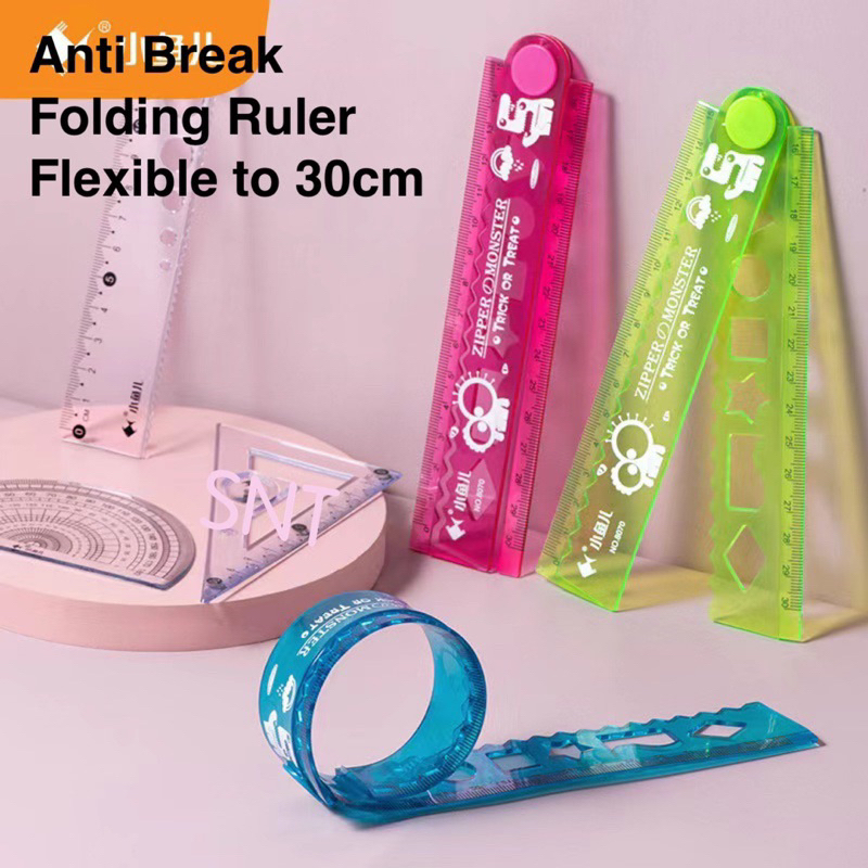 SNT 8070 Pembaris 30cm 折叠软尺Anti Break Plastic Folding Soft Ruler Student Variety Shape Mold ...