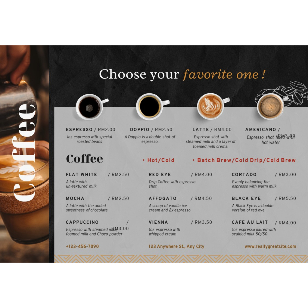 MENU LIST TEMPLATE [EDITABLE] Black and Gray Minimalist Professional ...