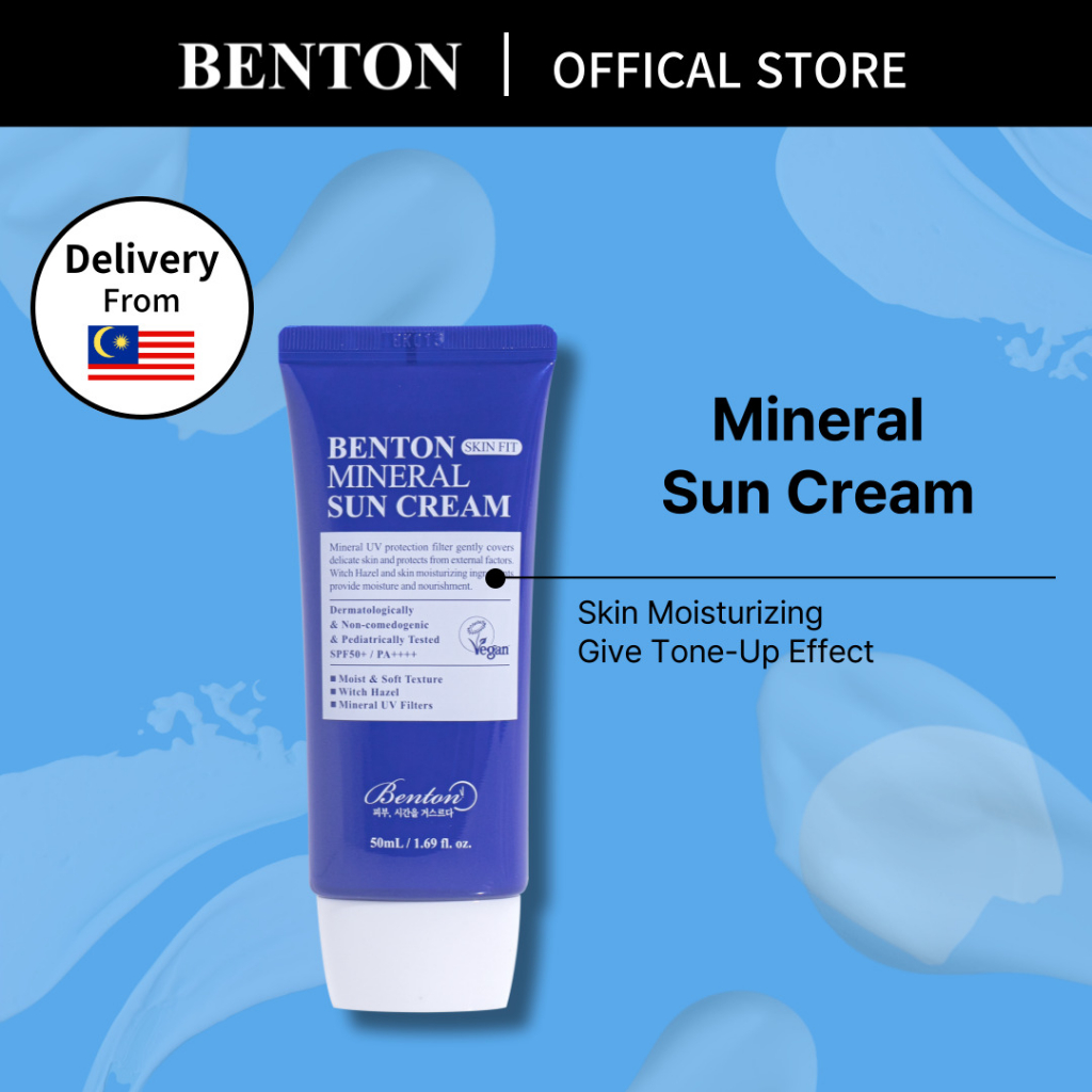 Benton Krim Matahari Mineral Sun Cream Skin Fit SPF 50 PA+++ (50ml ...