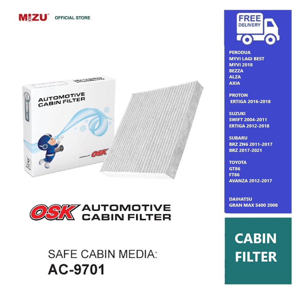 MIZU OSK AC-9701 CABIN FILTER MYVI LAGI BEST,MYVI 2018,BEZZA,AXIA,ALZA ...