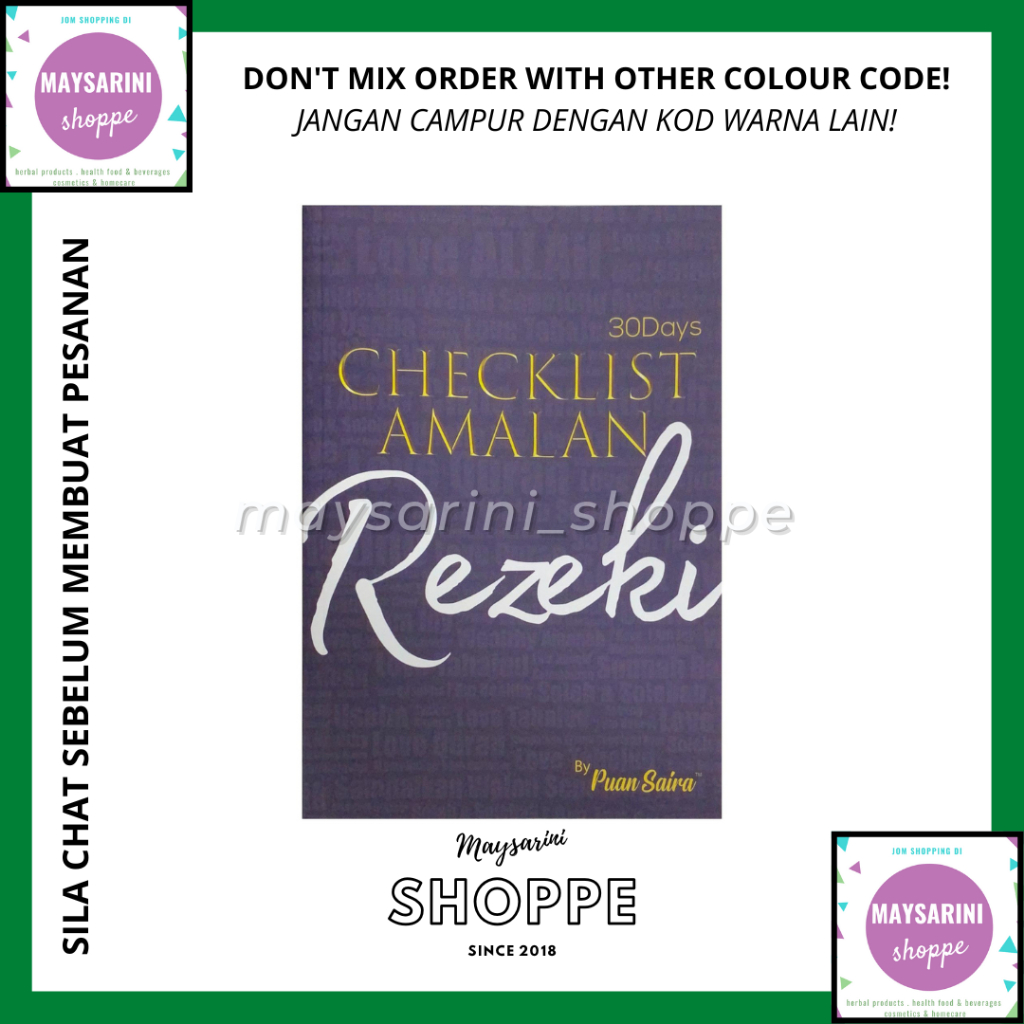 30 Days Checklist Amalan Rezeki oleh Puan Saira GT Hijrah Global ...