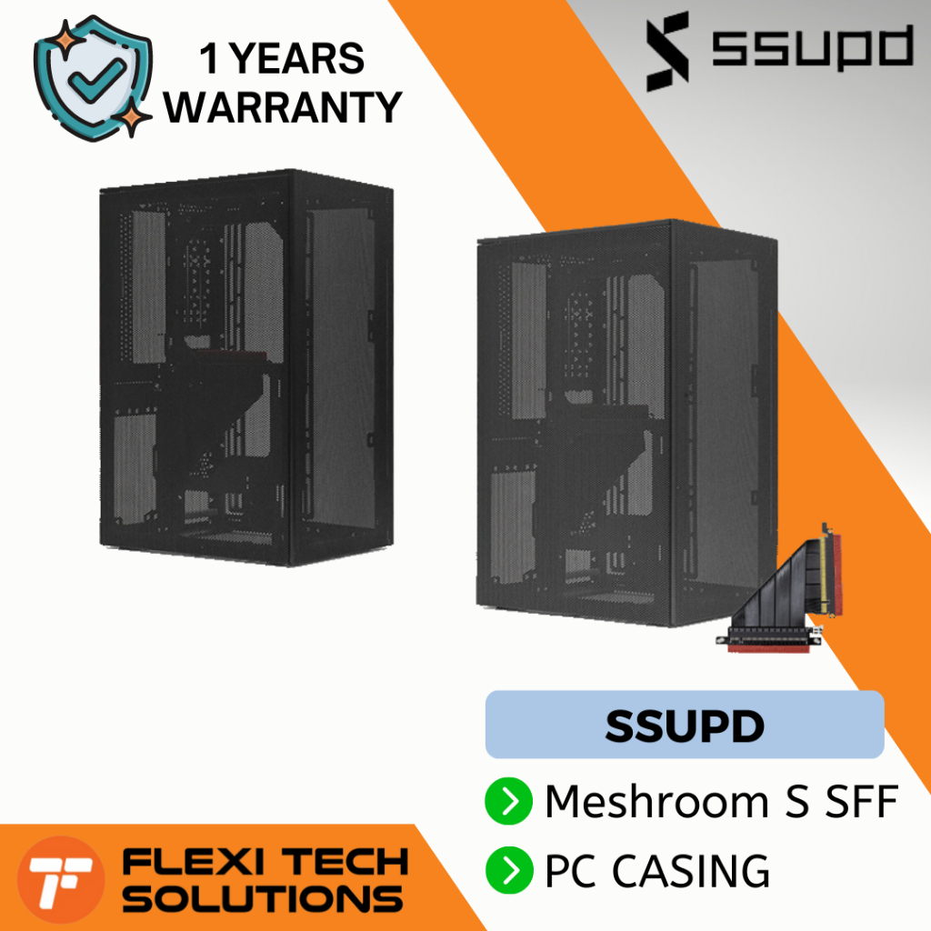 Flexi Tech SSUPD Meshroom S SFF Case Black & Gray With PCIe 4.0 Riser ...