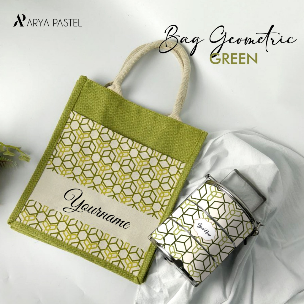 PERSONALIZED SET TIFFIN DAN BAG JUTE, TIFFIN/MANGKUK TINGKAT, FREE ...