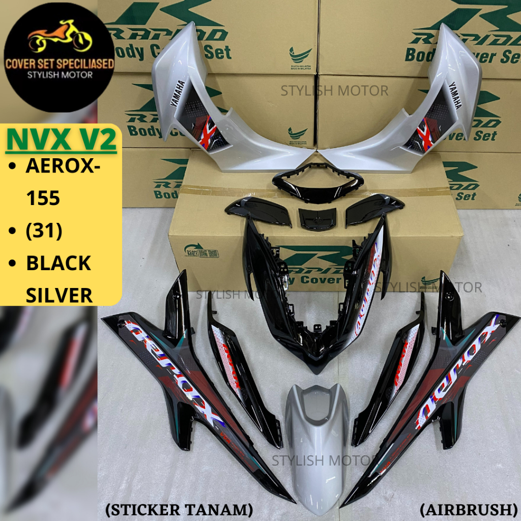 (STICKER TANAM/AIRBRUSH) RAPIDO COVER SET YAMAHA NVX V2 AEROX-155 (31 ...