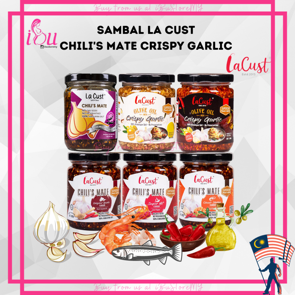 La Cust Chili's Mate Sambal Lacust Crispy Halal Original Garlic Spicy ...