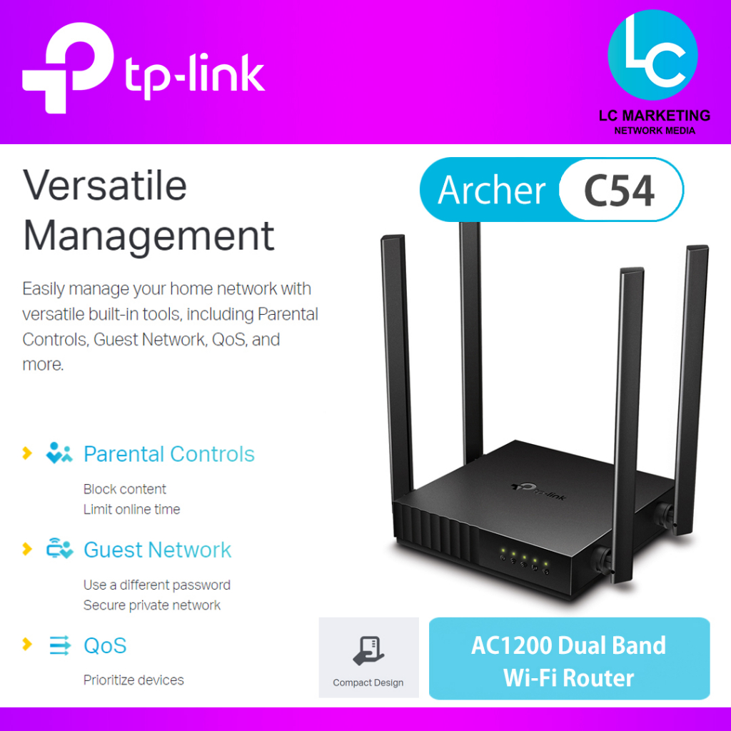 TP-Link Archer C54 AC1200 MU-MIMO Dual Band Multi Mode Wireless WiFi ...
