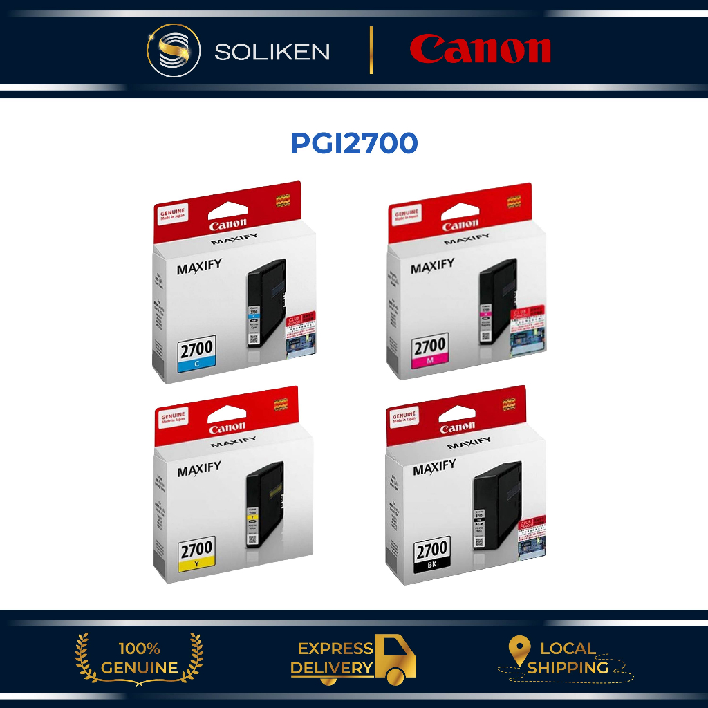 Canon PGI2700 PGI-2700 BK/C/M/Y INK TANK INK CART FOR MAXIFY iB4070 ...