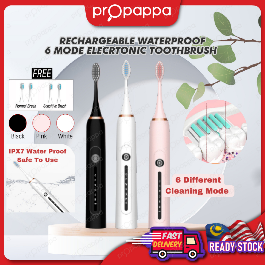 Propappa - Rechargeable Electric Toothbrush Teeth Cleaner Ultrasonic ...