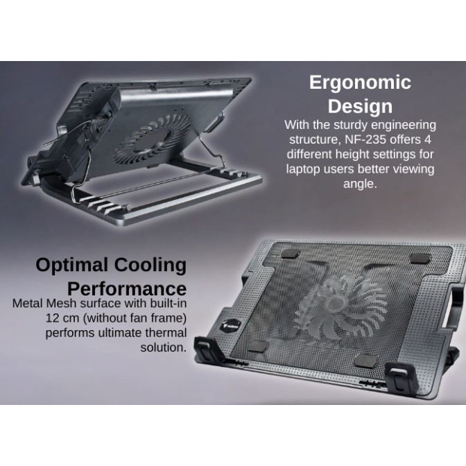 15 inch LED Gaming Strong Cooler Pad Stand Fan Multi Height Adjustable ...