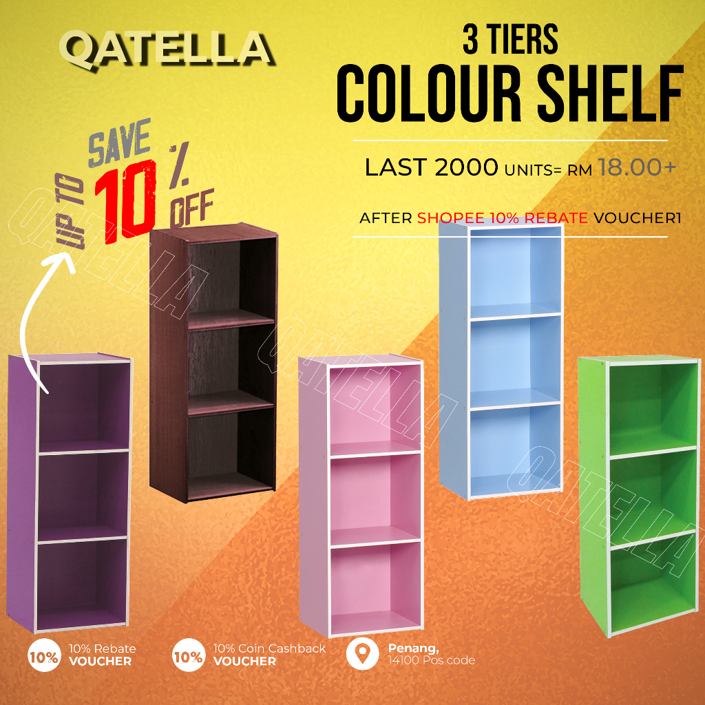 Qatella 3-Tier colour box cabinet/ Small Rack/ Multipurpose 3-tier ...