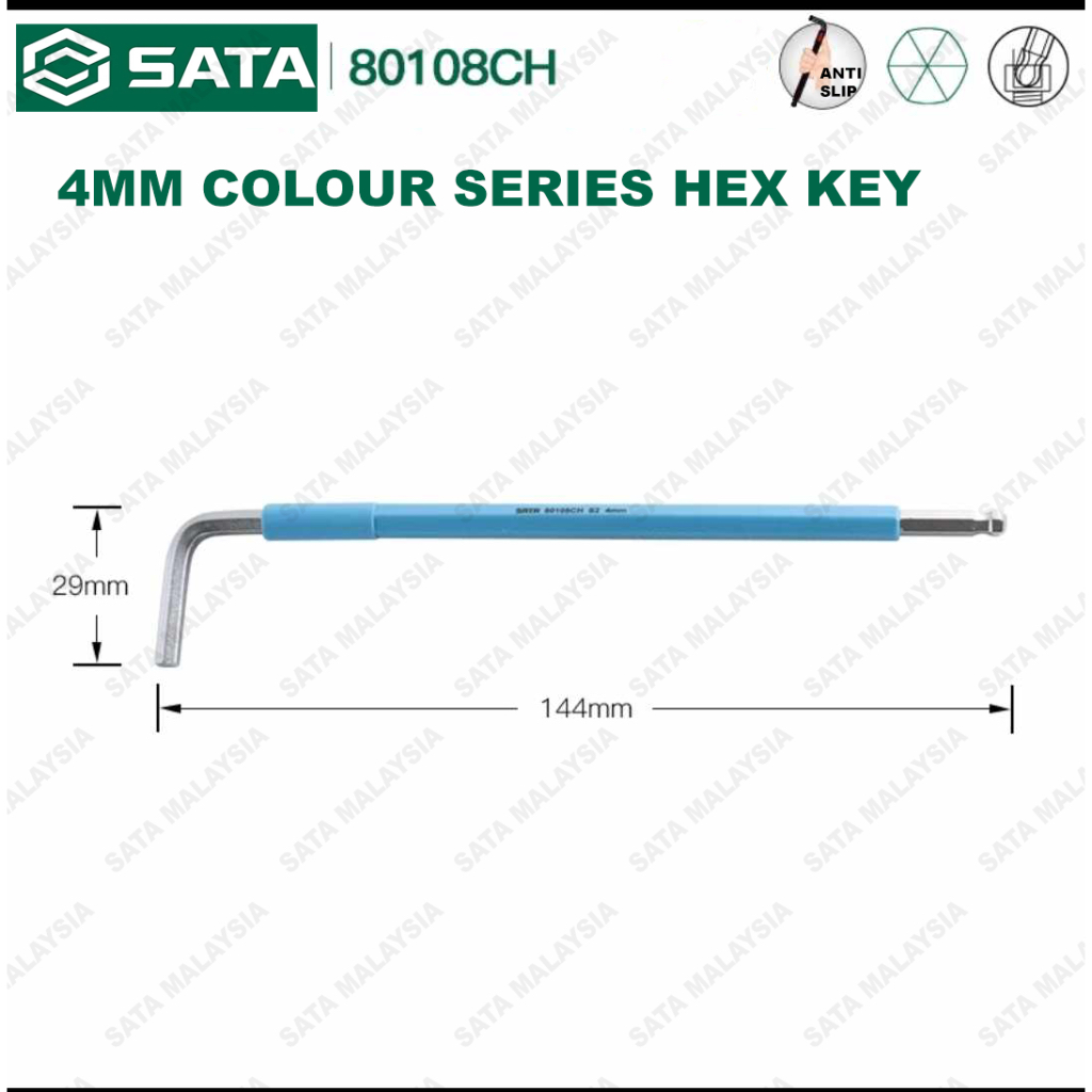 SATA Colour Series Extra Long Hex Key/Ball Point Hex Key/Allen Key ...