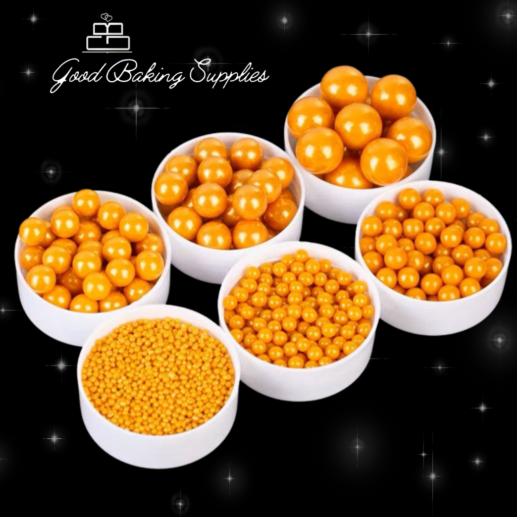 2mm 4mm 7mm Halal Amber Gold Color Cake Sprinkle Rice / Gula Manik Gold ...