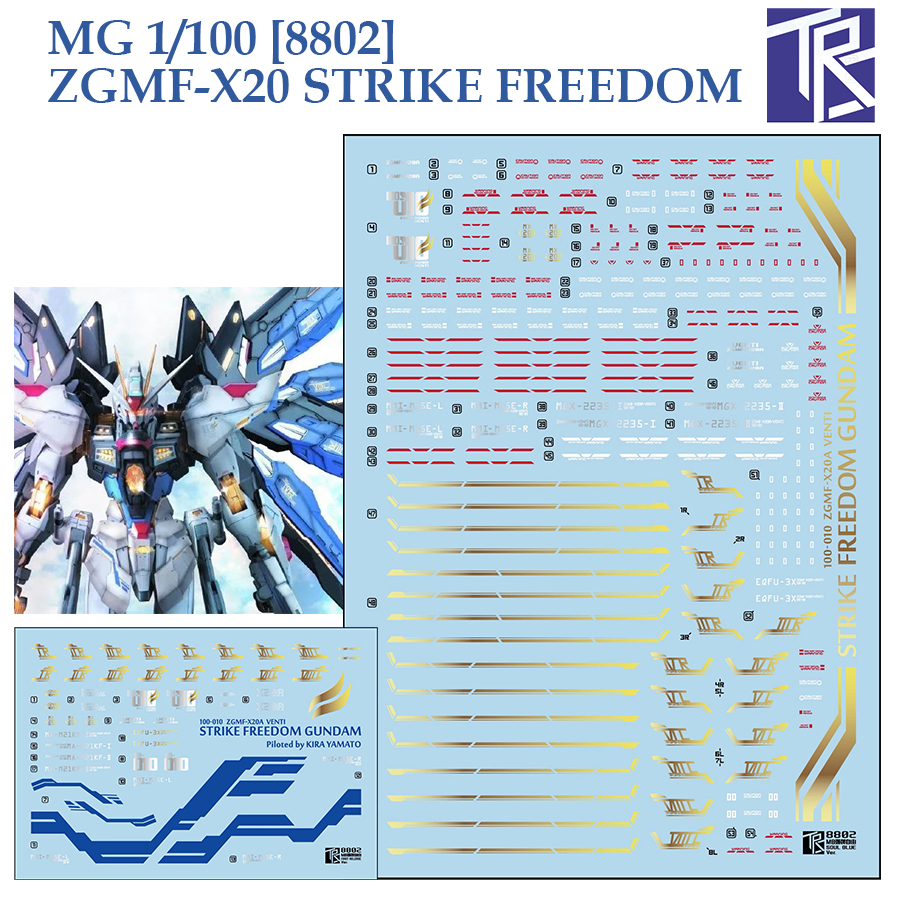 [TRS] 8802 MG 1/100 ZGMF-X20 STRIKE FREEDOM 8802MB WATER SLIDE DECAL ...