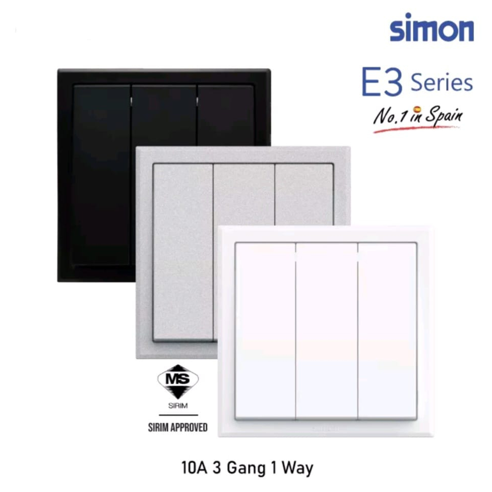 SIMON Switch E3 White/Silver/Black Switches & Socket Suis Lampu Rumah Schneider | Shopee Malaysia