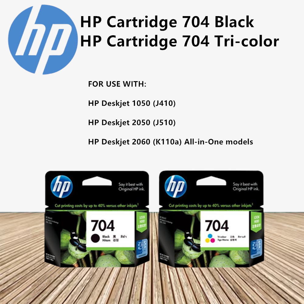 HP 704 Kartrij Dakwat Hitam / Warna (Tri-colour) 100% Asli / HP 704 ...