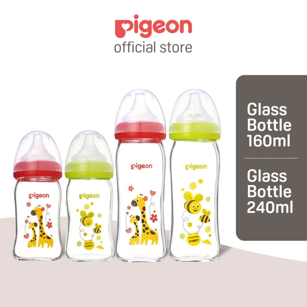 PIGEON SofTouch™ Peristaltic Plus Wide Neck Glass Bottle (Bee/Giraffe - 160ml/240ml) | Shopee ...