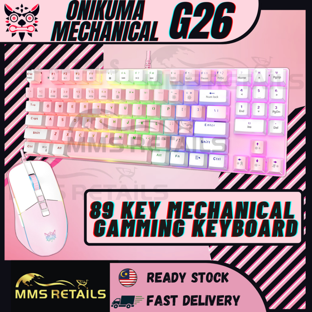 Onikuma Pink Gaming Keyboard Set G25 & CW905 | Mechanical Keyboard ...