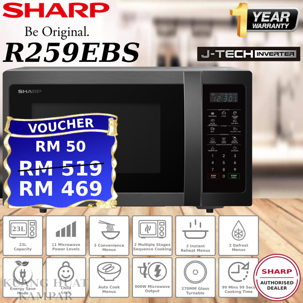 SHARP 23L J-TECH INVERTER MICROWAVE OVEN R259EBS | Shopee Malaysia