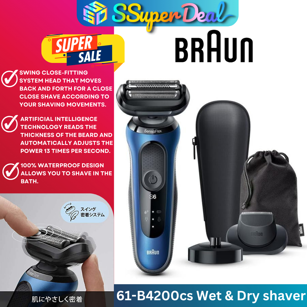 BRAUN 61-B4200CS-V [Men's Shaver Series 6 Rechargeable 3-Blade Bath ...