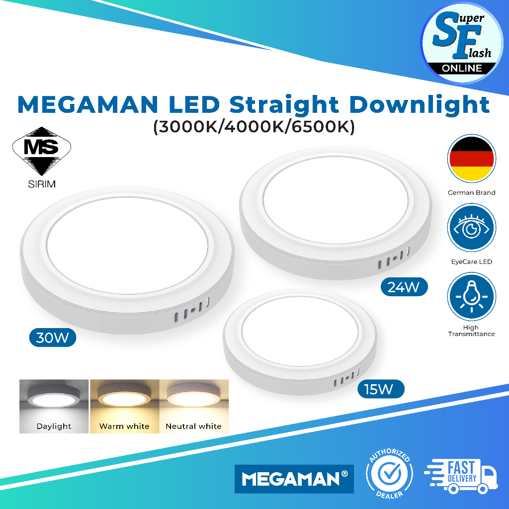 MEGAMAN MXTL1033-Y LED Round Surface Downlight 7-1/2" 9" 10" 15W/24W ...