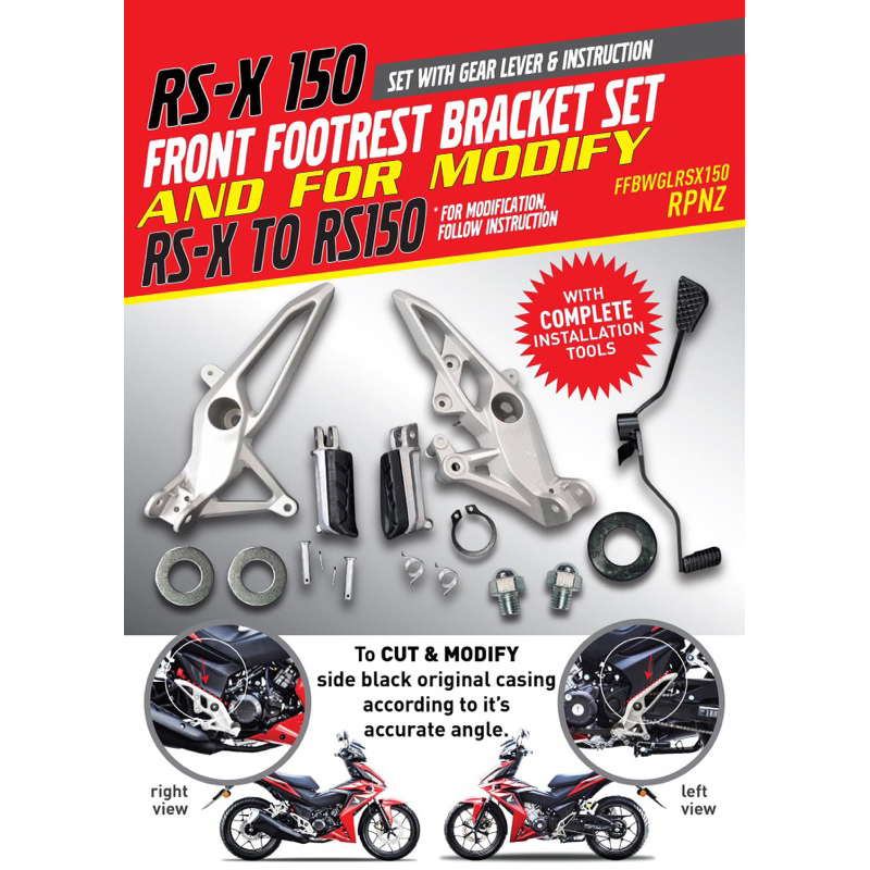 RSX RS-X Front Footrest Bracket Set & for MODIFY PNP To RS150 RS150R V2 ...