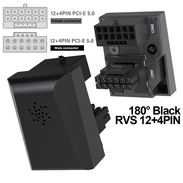 EZDIY-FAB 12VHPWR 12+4 Pin 180 Degree Angle Connector Power Adapter for ...